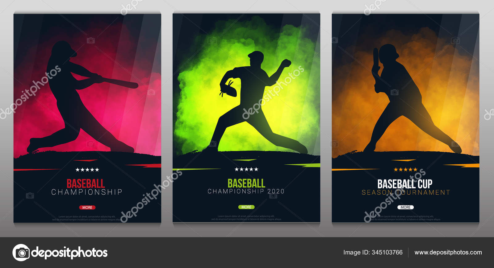 Set of Baseball banners with players. Modern sports posters design ...