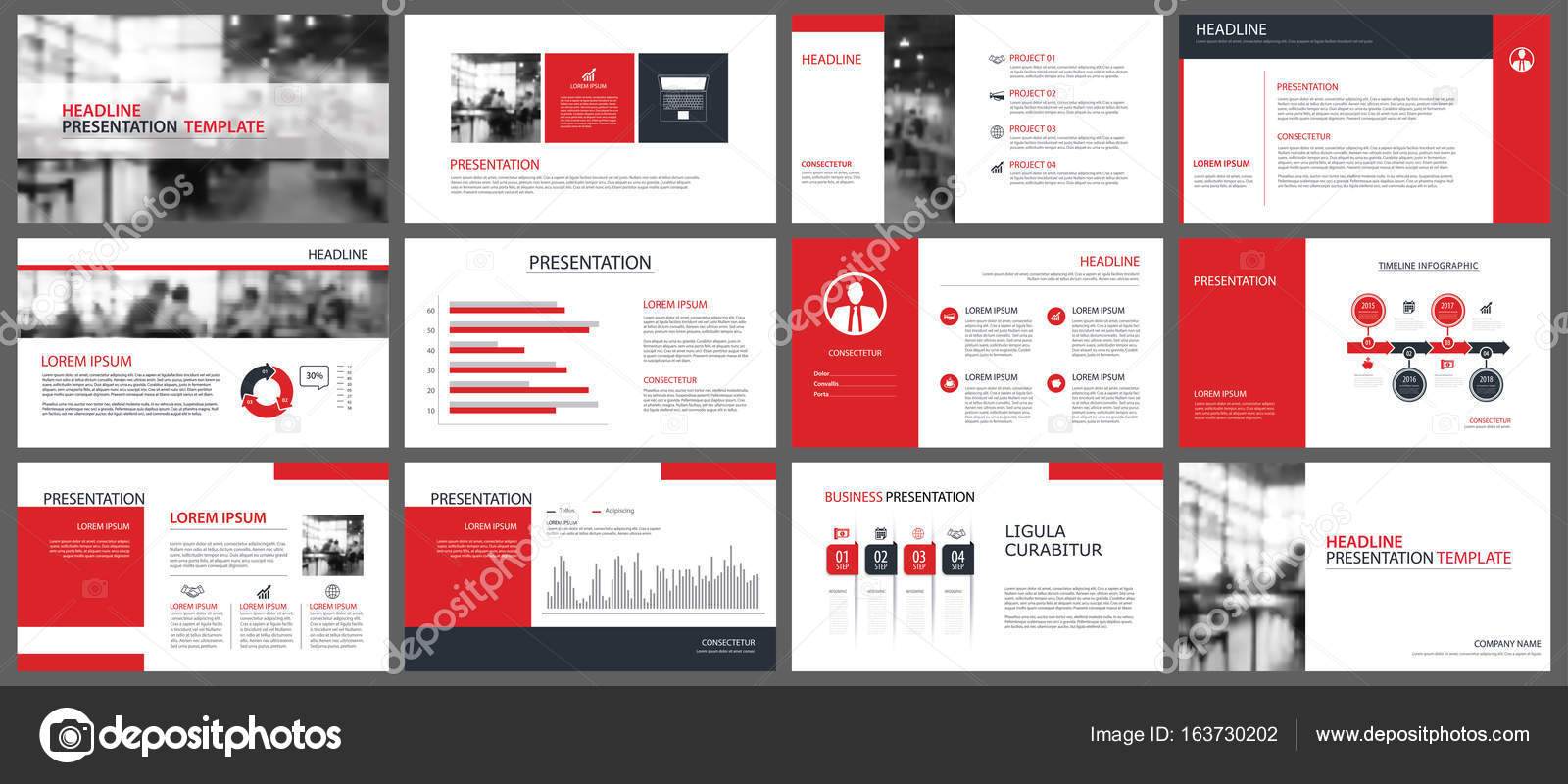 Red presentation templates and infographics elements background. Stock ...