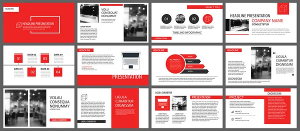 Red presentation templates and infographics elements background. Stock ...