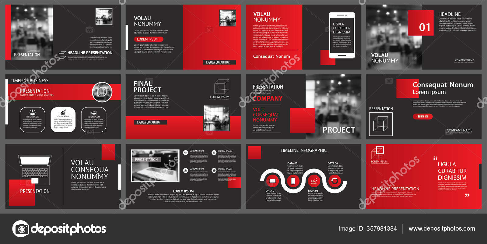 Presentation Slide Layout Background Design Red Black Template Use ...