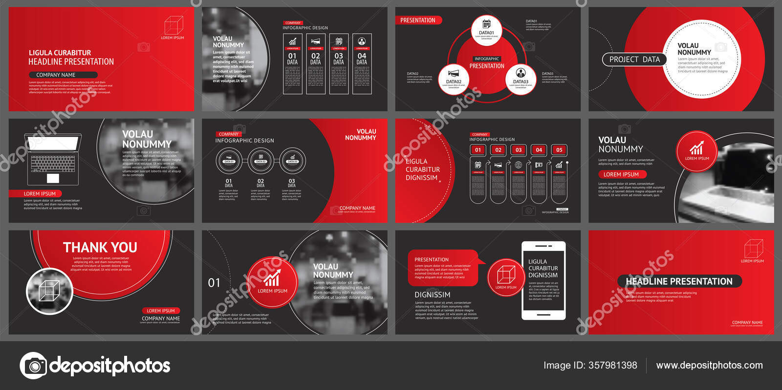 Presentation Slide Layout Background Design Red Black Circle Template ...