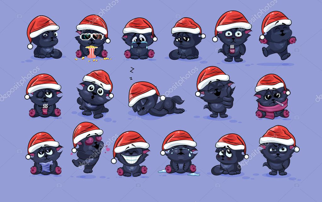 Ilustraciones aisladas Emoji carácter dibujos animados gato negro ...