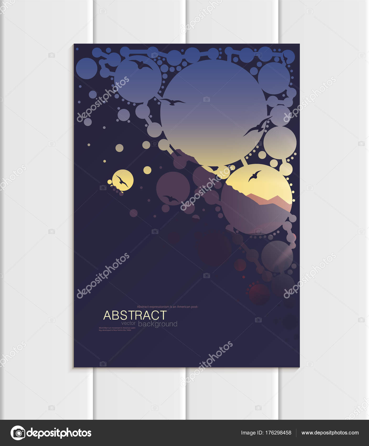 Vector brochure A5 or A4 format abstract circles and mountain landscape ...