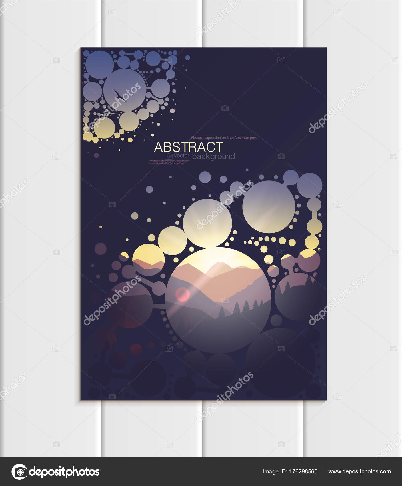 Vector brochure A5 or A4 format abstract circles and mountain landscape ...
