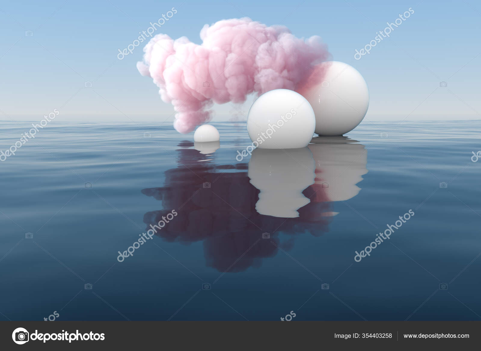 Cloud Geometric Figure Floating Lake Rendering Computer Digital Drawing ...