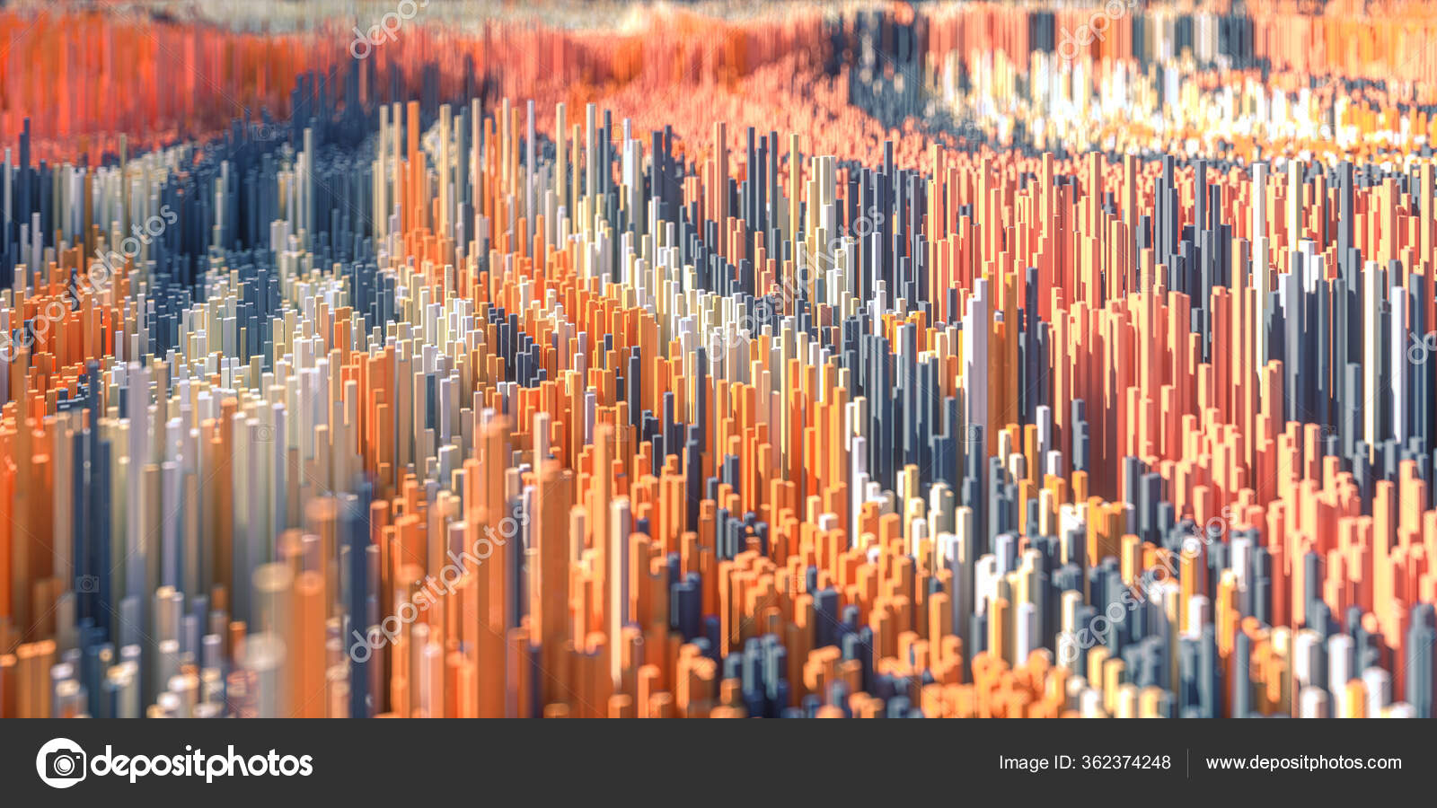 High Density Pixel Cubes Landscape Rendering Computer Digital Drawing ...
