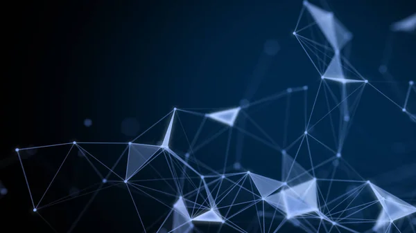 Technology network and communication with line and dot moving with ...