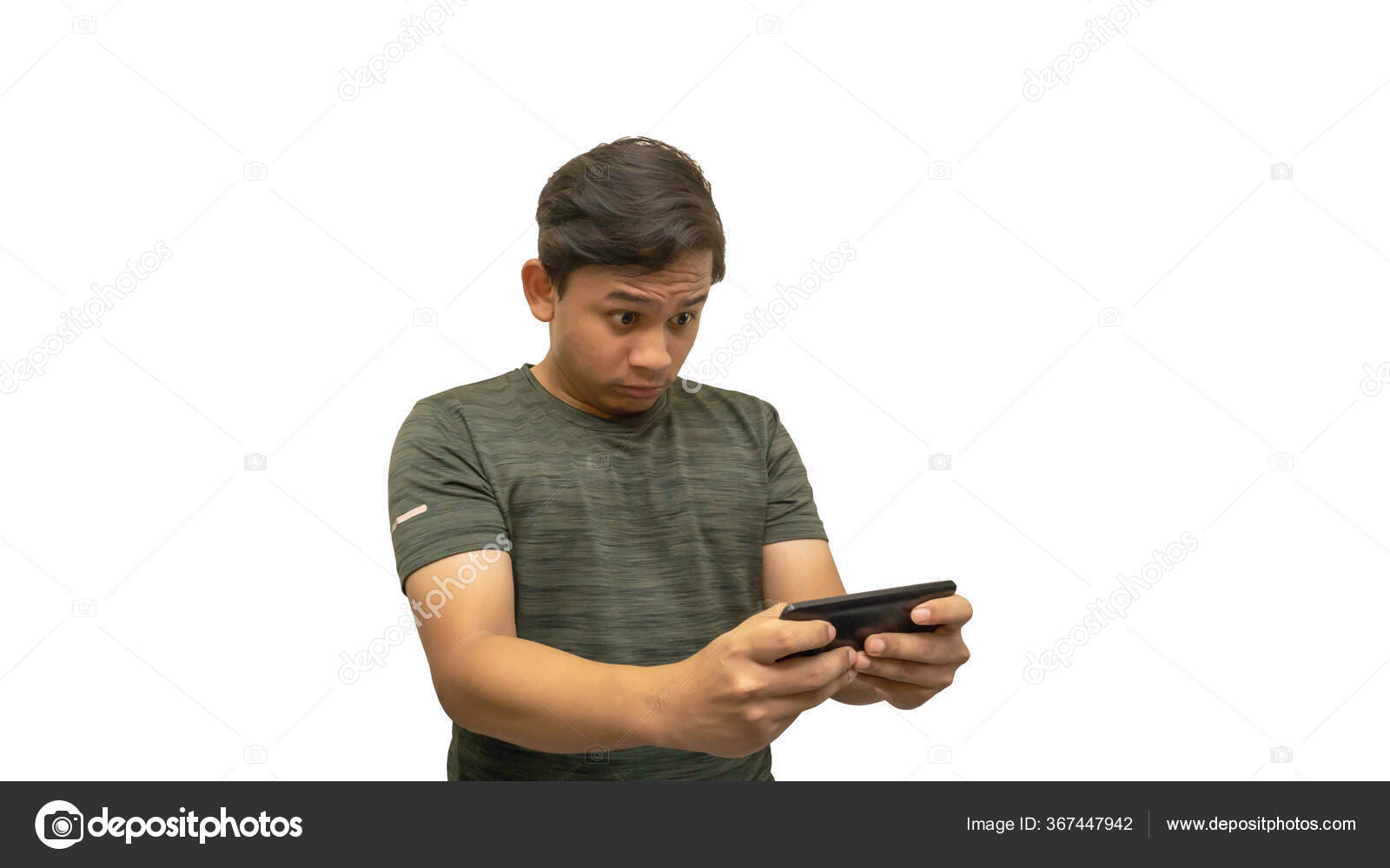 Serious Focus Face Expression Young Asian Malay Man What See — Stock ...