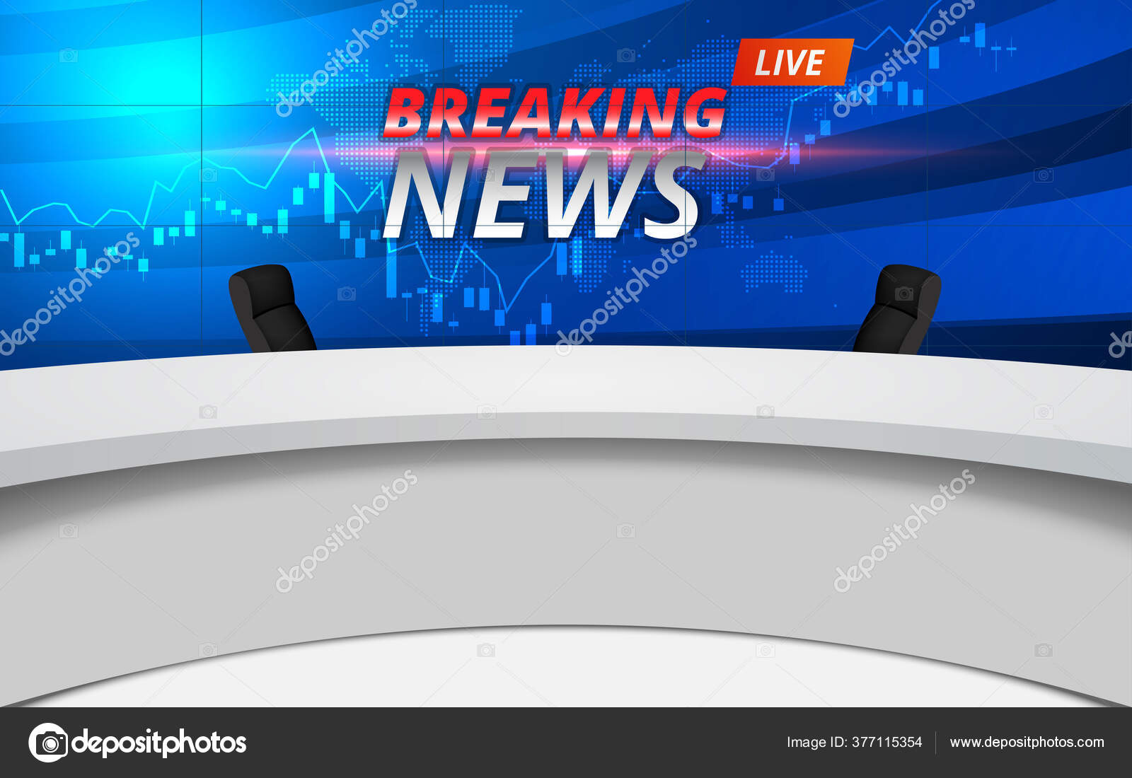 White Table Chairs Breaking News Live Lcds Background News Studio Stock ...