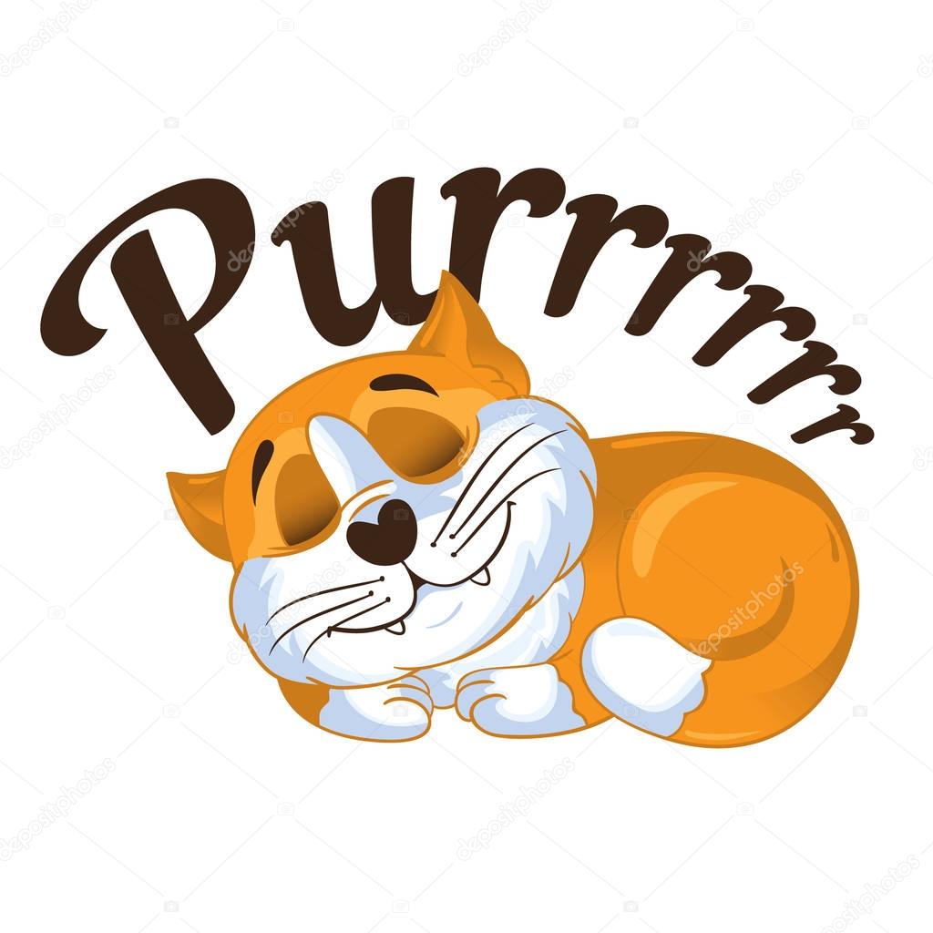 Dibujos animados vector jengibre gato acurrucado y ronroneo. 2022