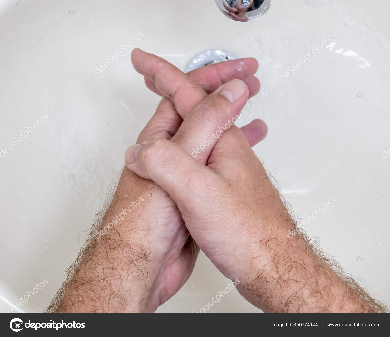 Man Washing Hands Close One Several Handwashing Steps Thorough Cleaning ...
