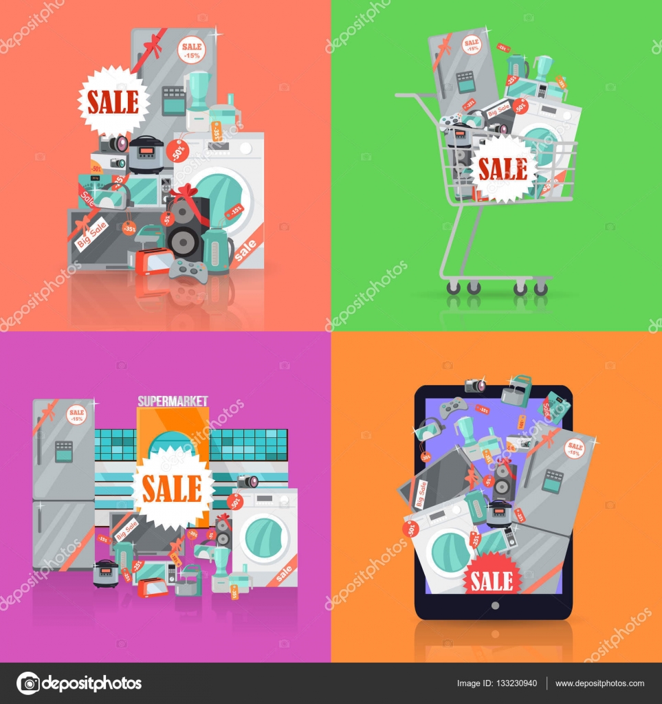 Sale in Electronics Store Vector Concepts Set Stock Vector Image by ...