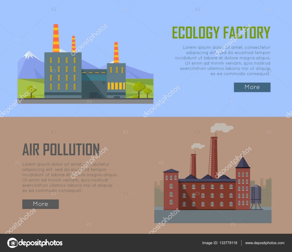 Ecology Factory and Air Pollution Plant Banners. Stock Vector Image by ...