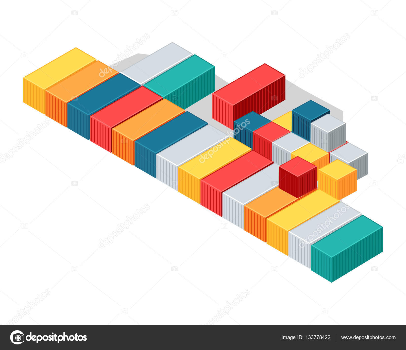 Sea Containers in Isometric Projection Vector — Stock Vector © robuart ...