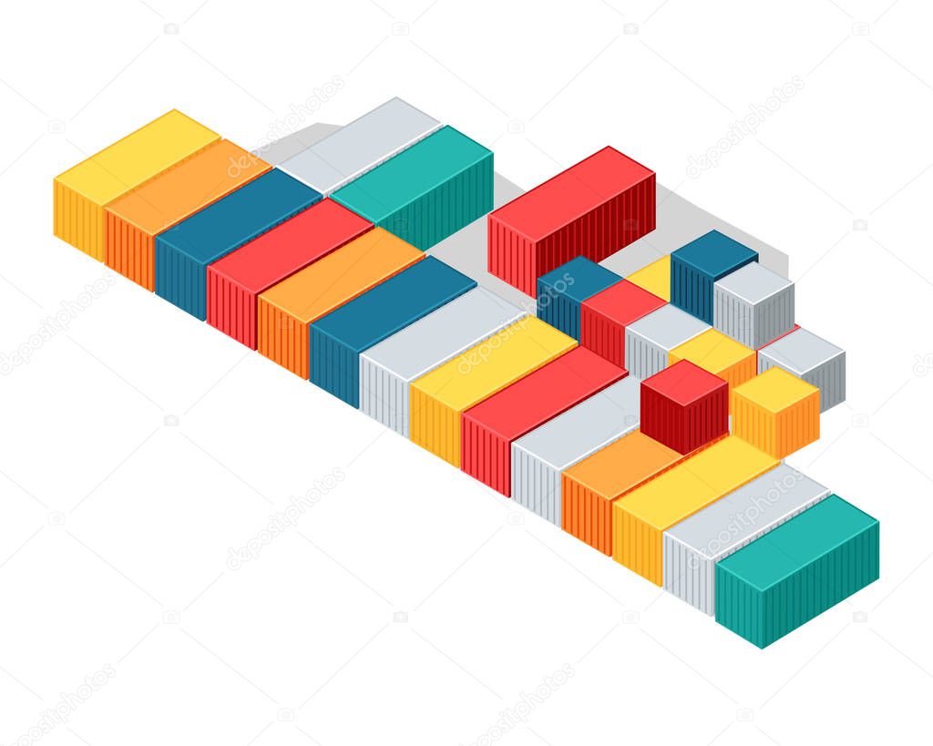Sea Containers in Isometric Projection Vector — Stock Vector © robuart ...