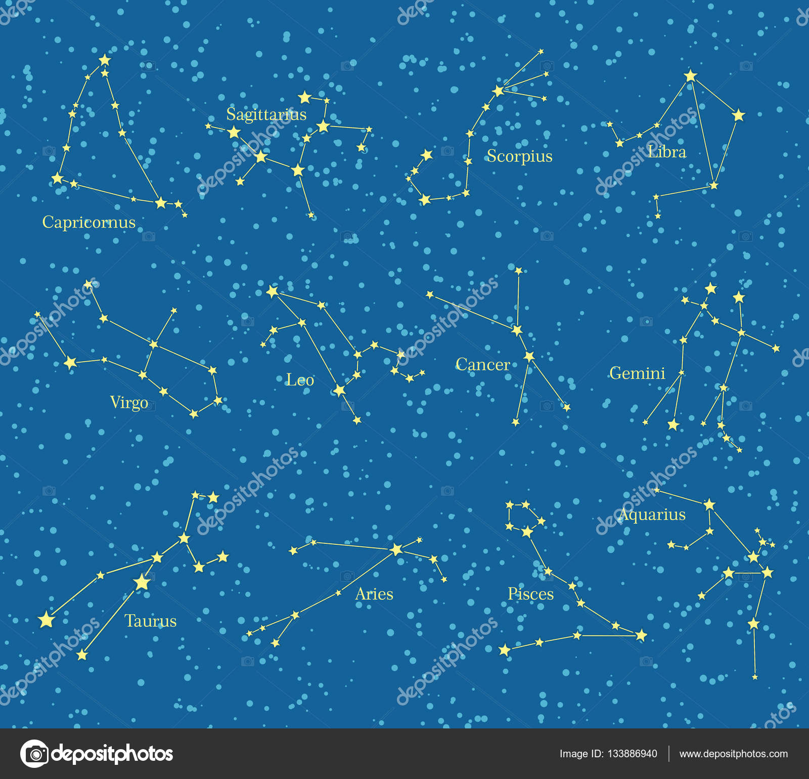 Night Sky with Constellations Map Illustration — Stock Vector © robuart ...