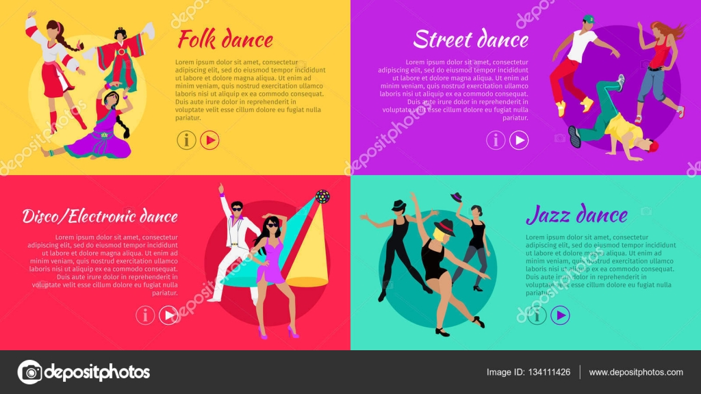 Set of Dancing Vector Web Banners in Flat Design Stock Vector by ...