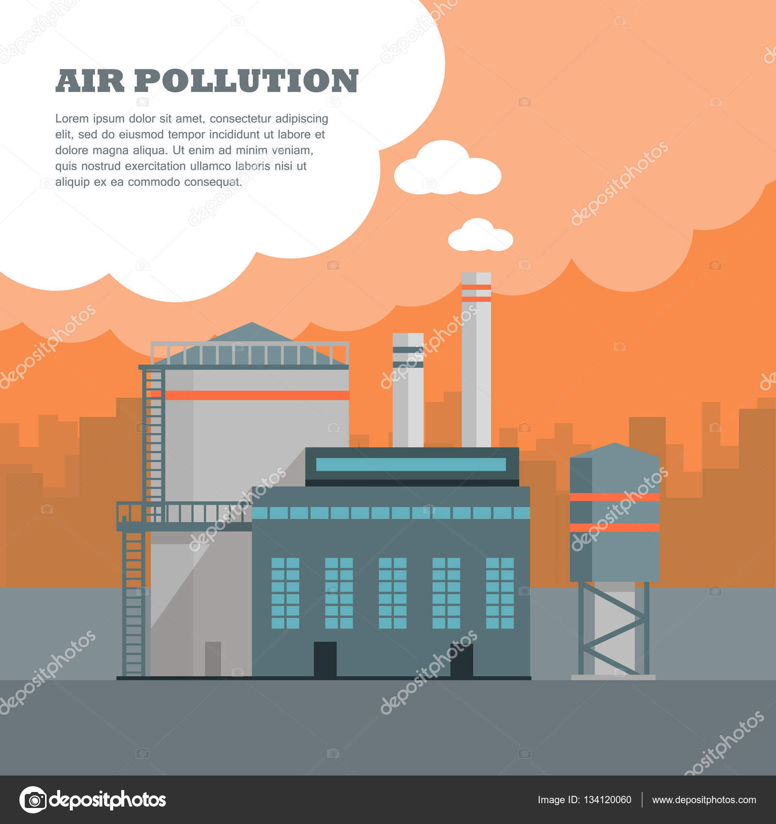 Air Pollution Banner. Factory with Smog Pipes Stock Vector Image by ...