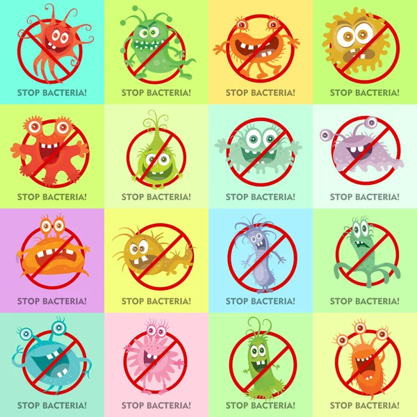 Stop Bacteria Dibujos animados Vector Ilustración No Virus Vector de ...