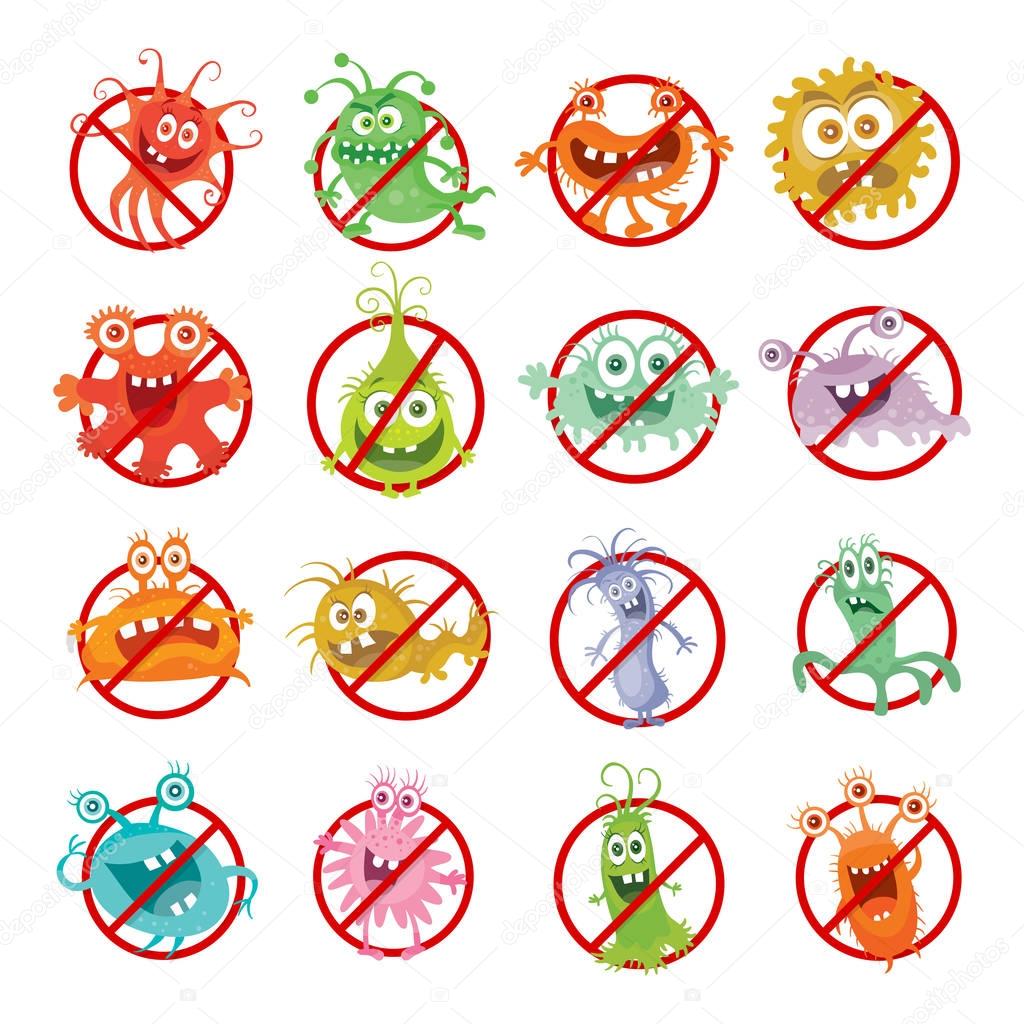 Stop Bacteria Cartoon Vector Illustration No Virus — Stock Vector © Robuart 138594252