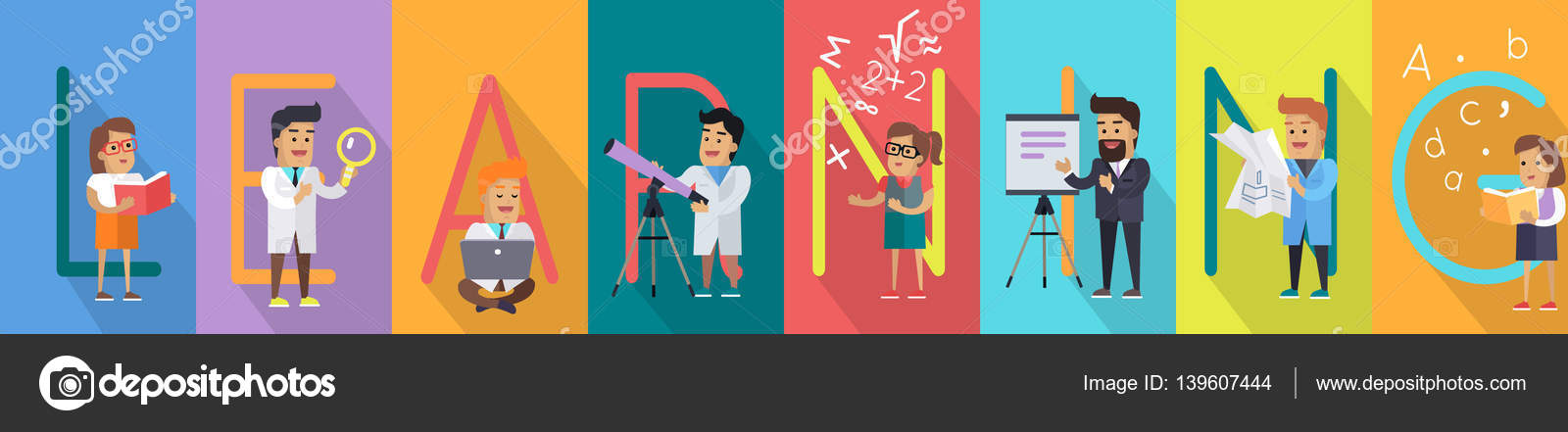 Concepto de aprendizaje vectorial en diseño de estilo plano Vector de ...