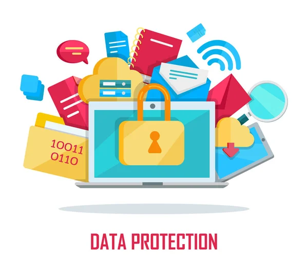 Data protection banner. Folder lock icon file protection with long ...