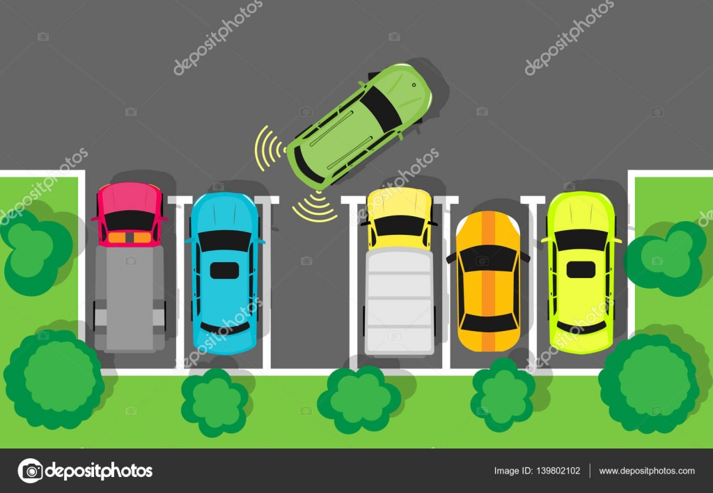 Parking Top View Vector Web Banner in Flat Design Stock Vector Image by ...