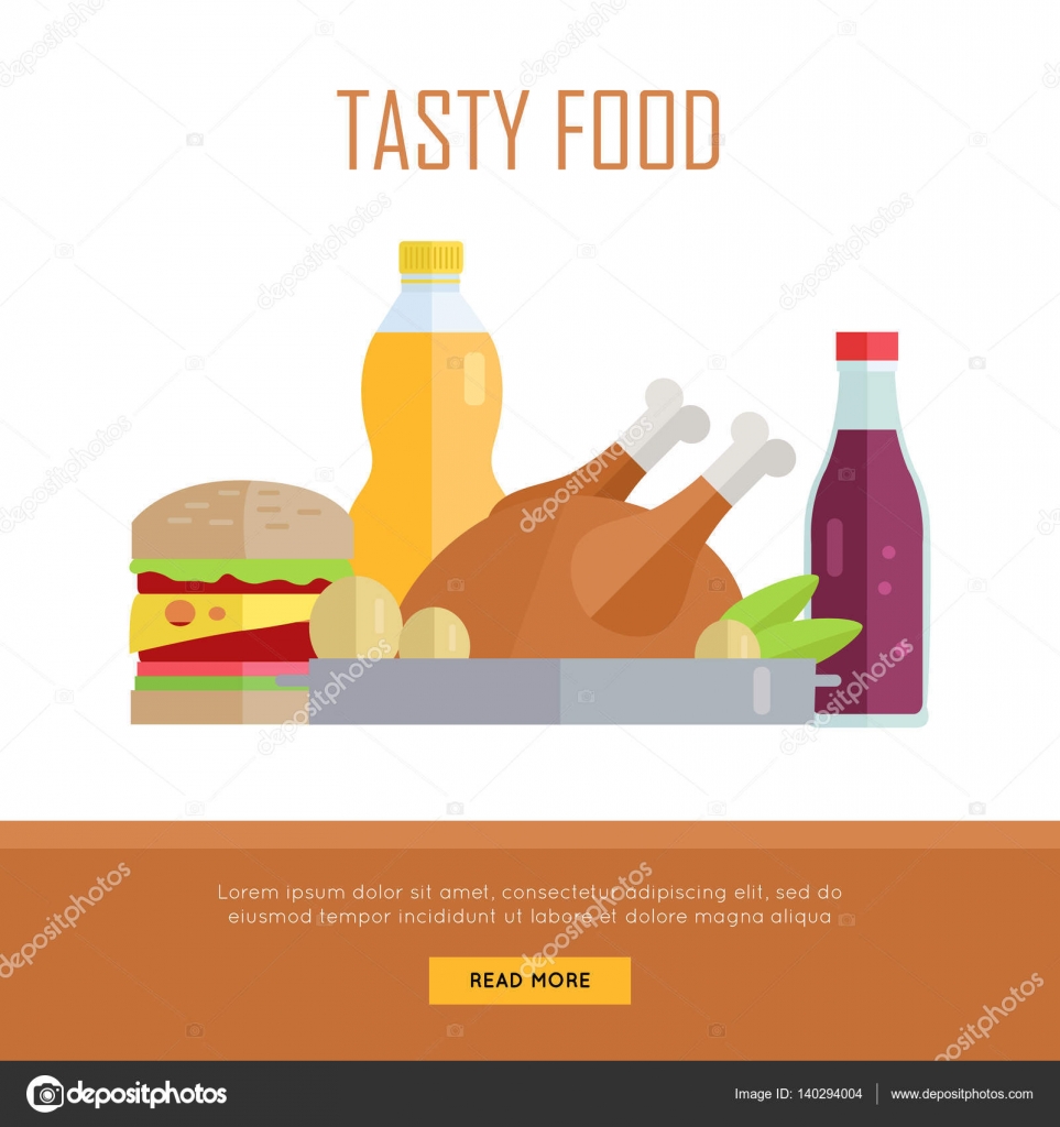 Tasty Food Concept Web Banner Illustration. Stock Vector Image by ...