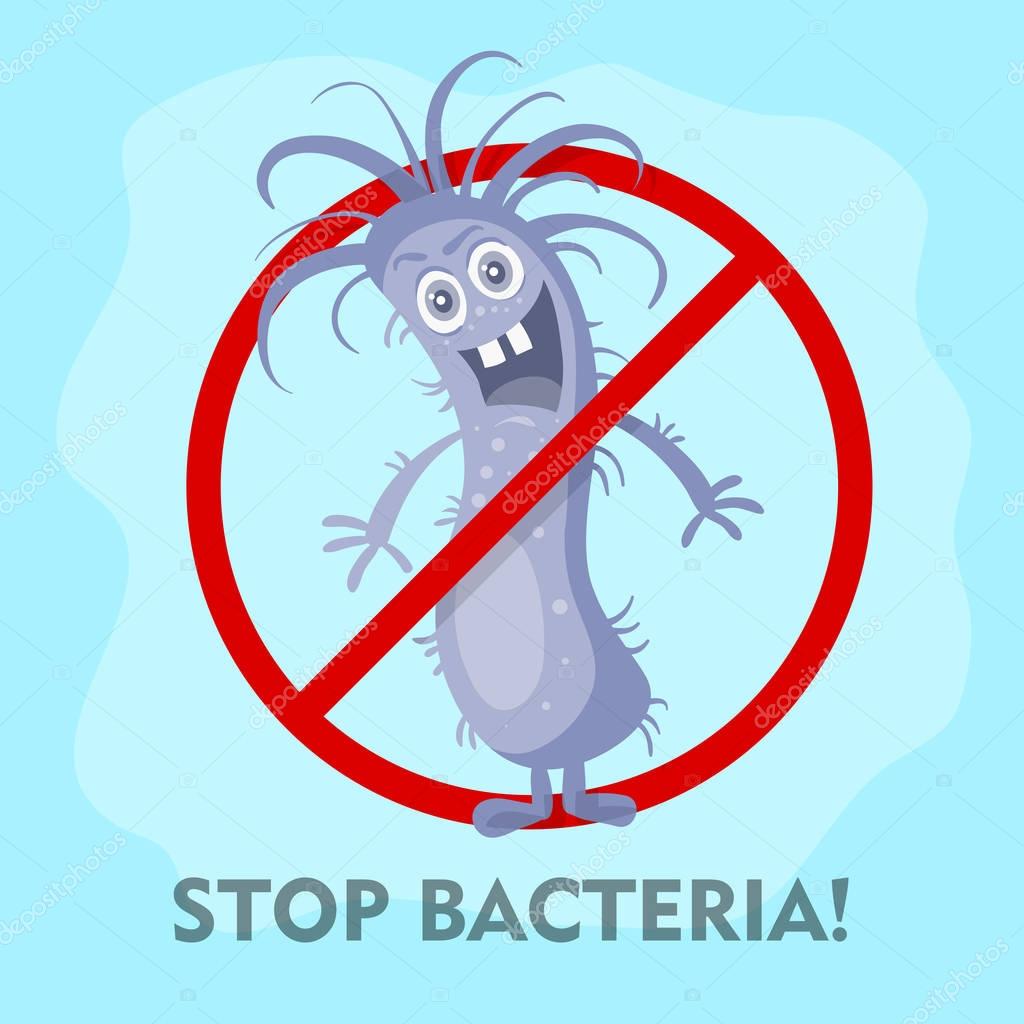 Stop Bacteria Dibujos animados Vector Ilustración No Virus 2023