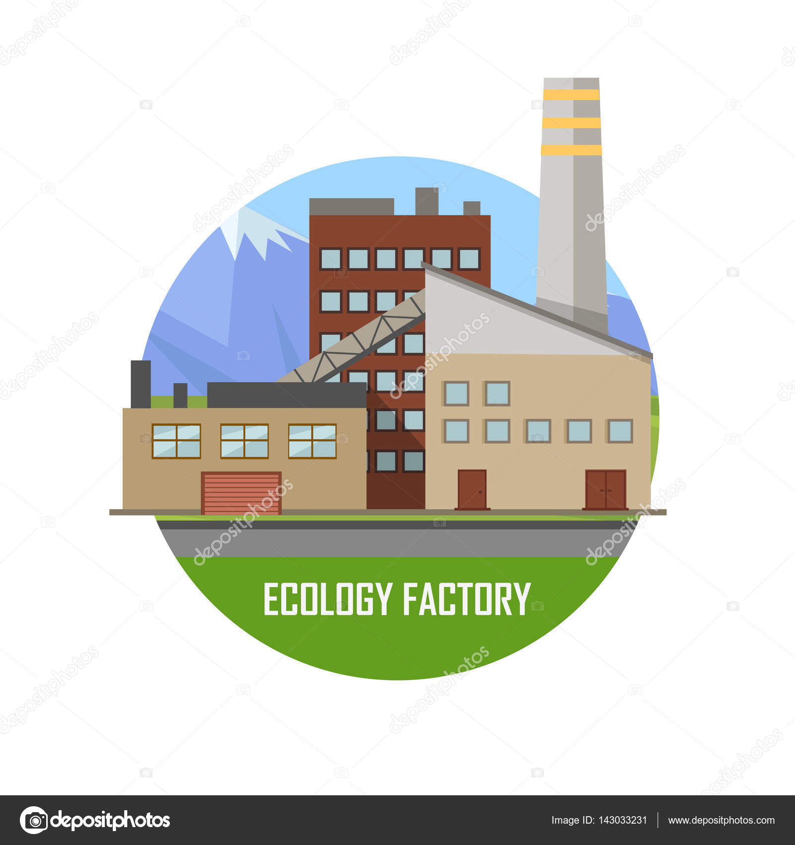 Ecology Factory. Eco Plant Icon in Flat Style. — Stock Vector © robuart ...