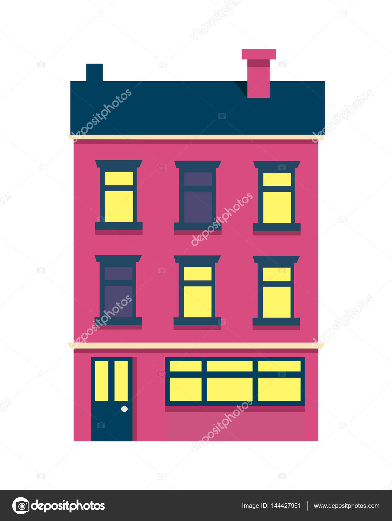 Isolated Cartoon House with Three Floors on White Stock Vector Image by ...
