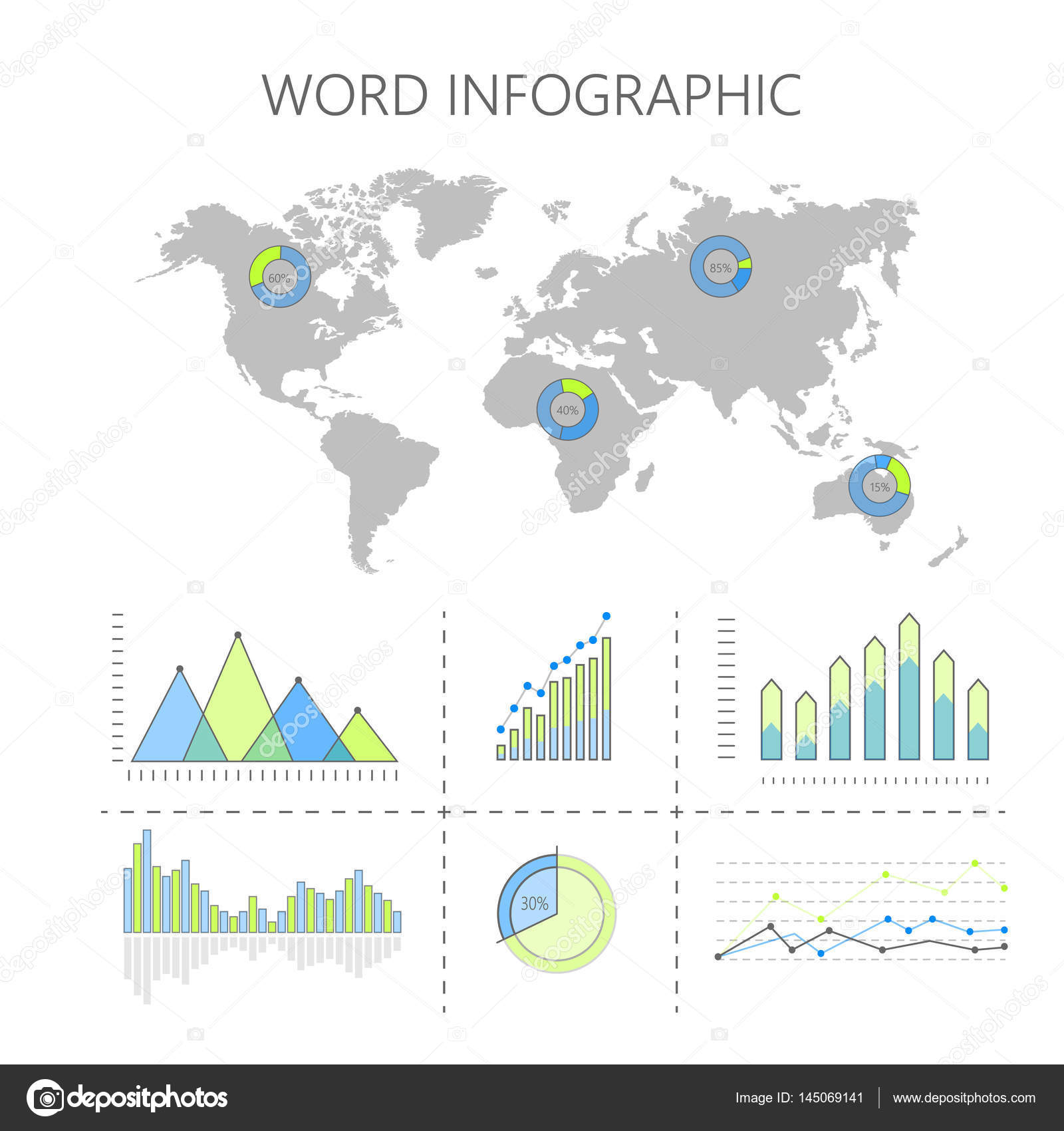 World Infographics Vector with Graphs and Diagrams Stock Vector Image ...