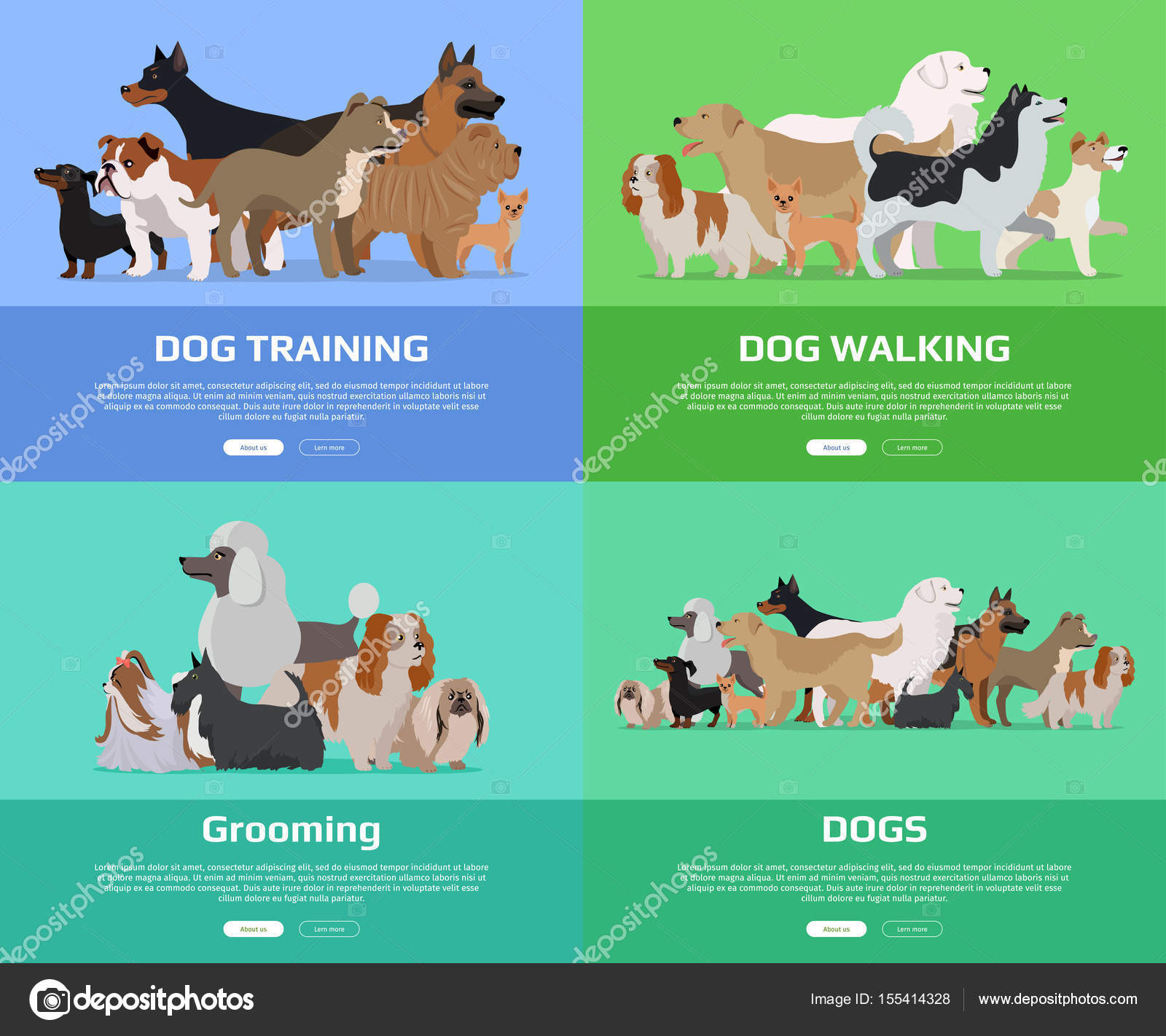 Dog Walking, Training, Grooming Banners. Stock Vector Image by ©robuart ...