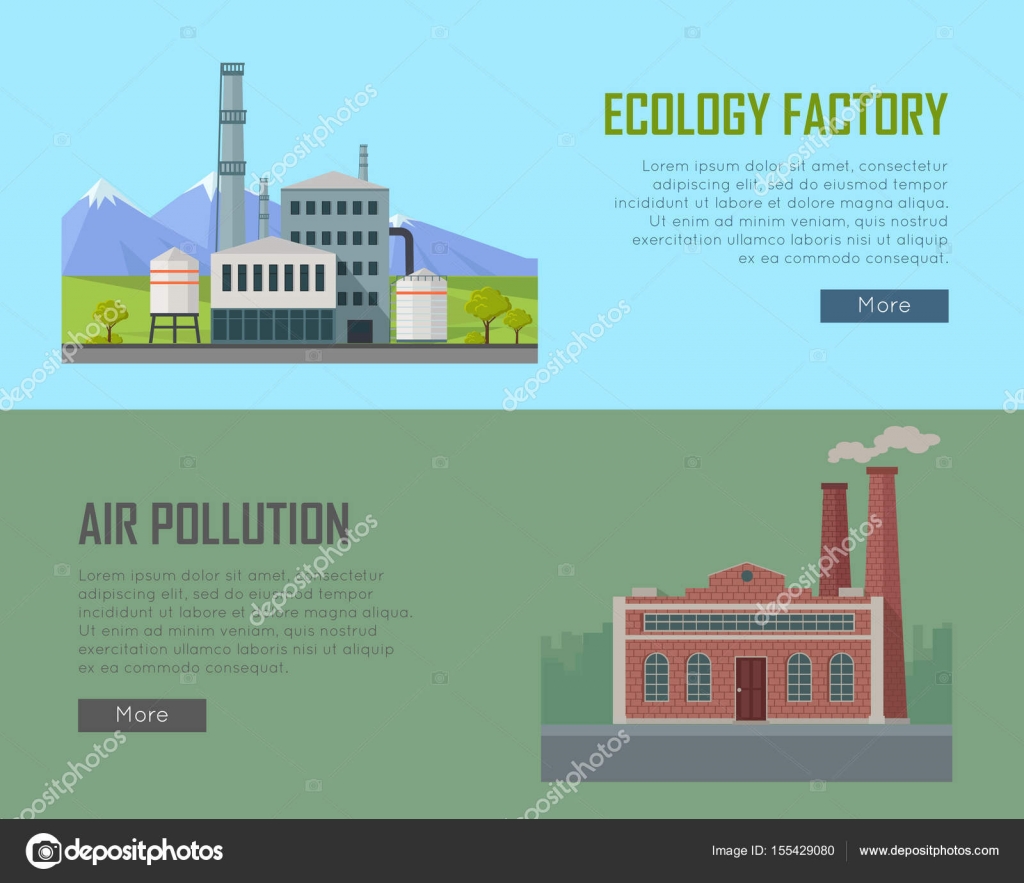 Ecology Factory and Air Pollution Banners Stock Vector Image by ...