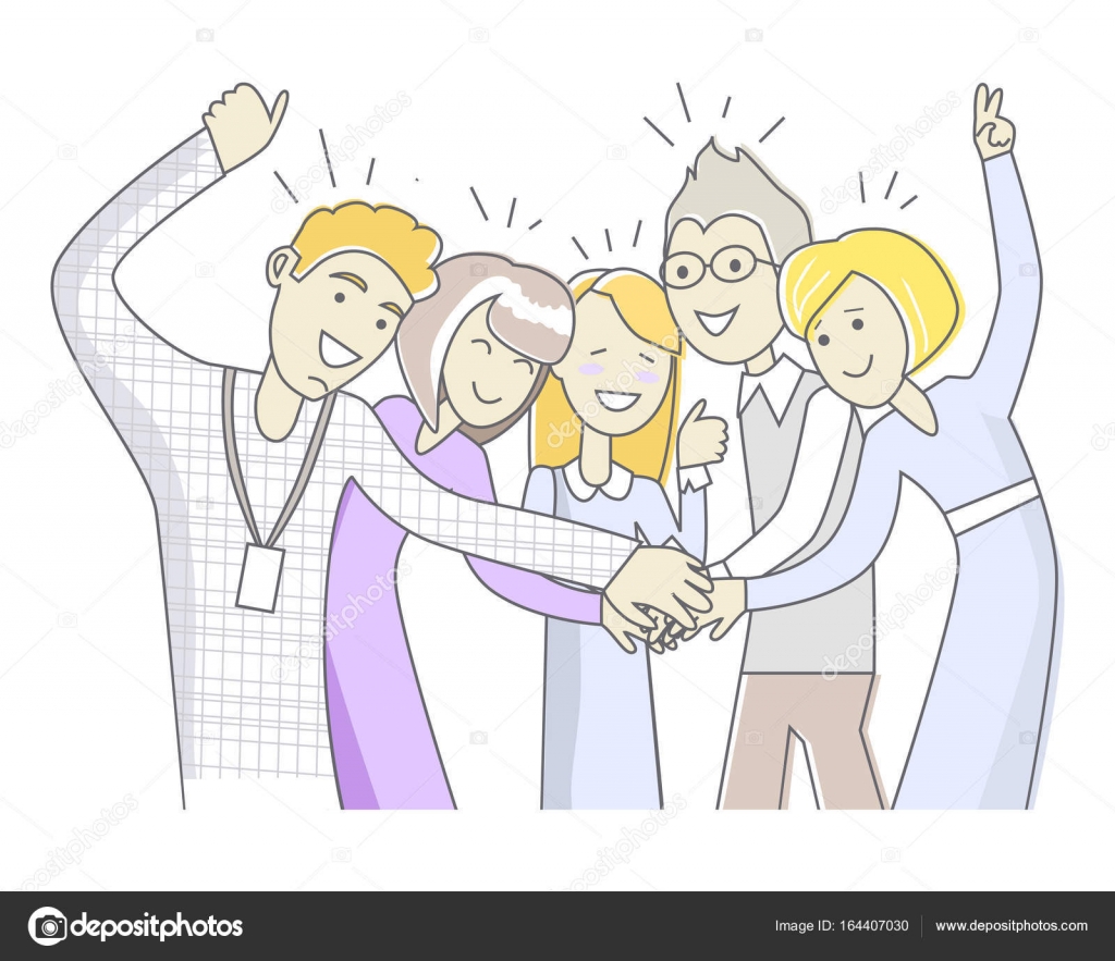 Successful Team in Linear Style Isolated on White. Stock Vector by ...