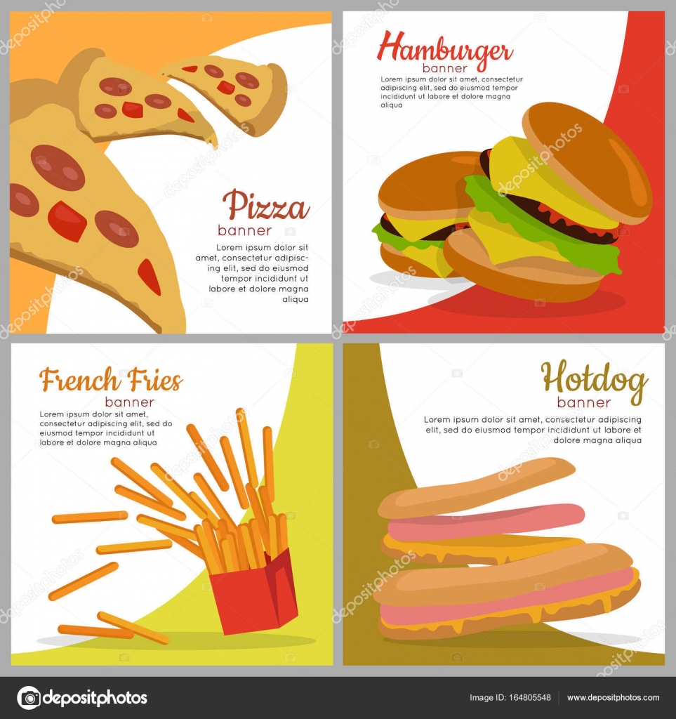 Set of banners with unhealthy food. Junk food. Stock Vector by ©robuart ...