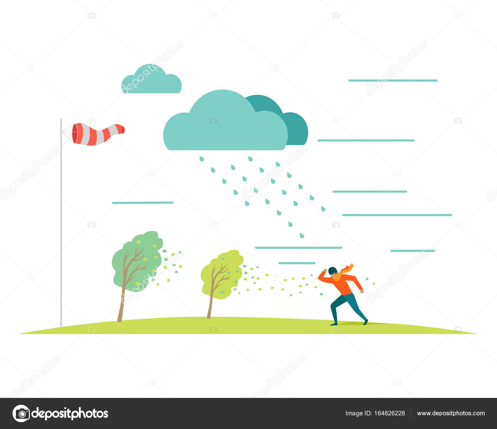 Bad Weather Vector Concept in Flat Design Stock Vector Image by ...