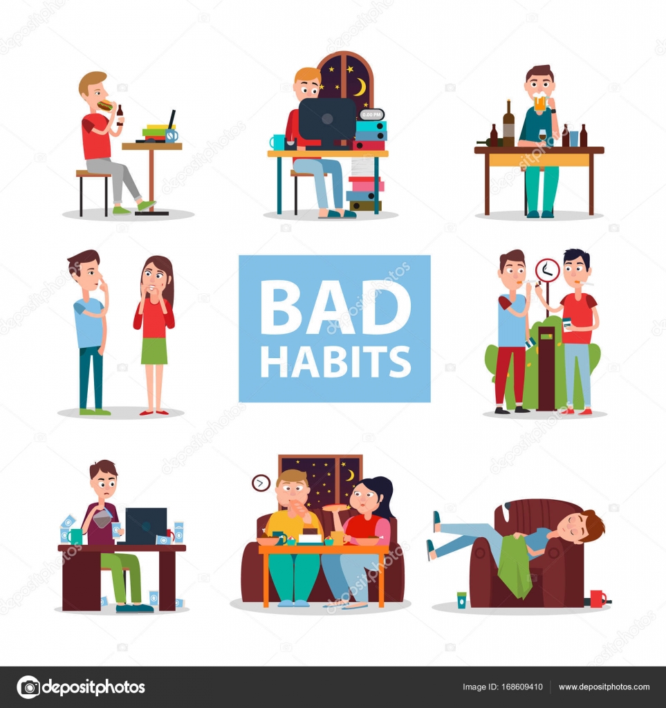 Bad Habits Poster with People Who Do Wrong Set Stock Vector by ©robuart ...