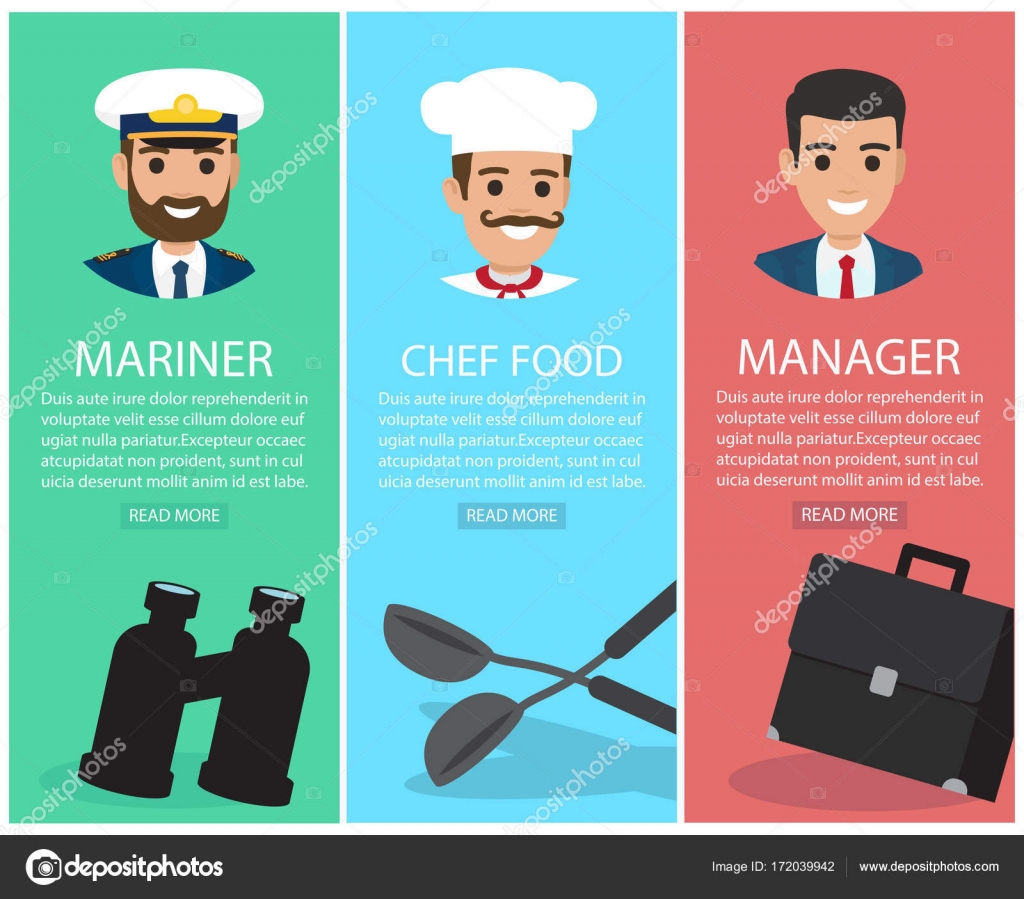 Three Upright Images of Professions with Equipment Stock Vector Image ...