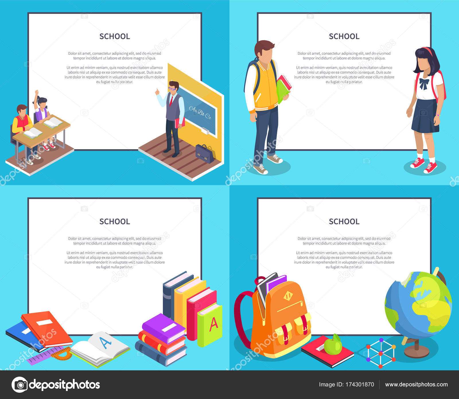 School 3D Illustrations Set with Various Icons Stock Vector by ©robuart ...
