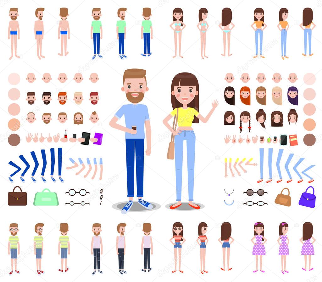 Modern Male and Female Characters Constructors — Stock Vector © robuart ...