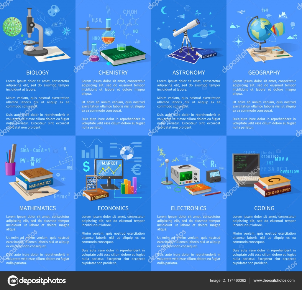 Educational University Subjects Posters with Text Stock Vector by ...