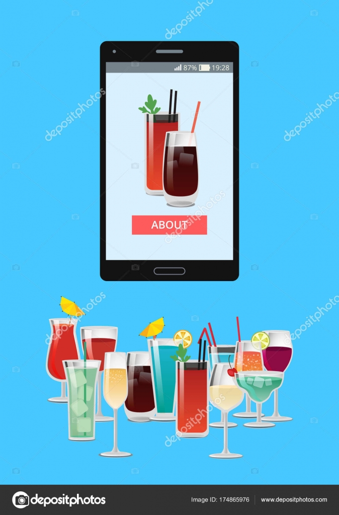 Smartphone and Cocktails Vector Illustration Stock Vector by ©robuart ...