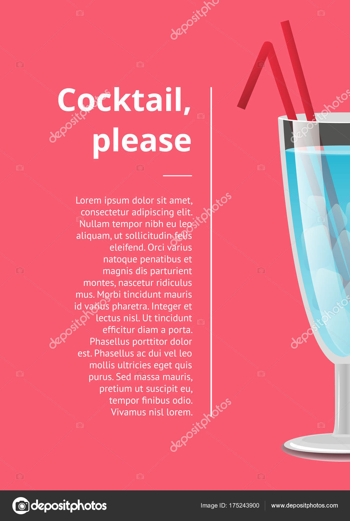 Cocktail Please Advertising Poster with Blue Lagoon Stock Vector Image ...