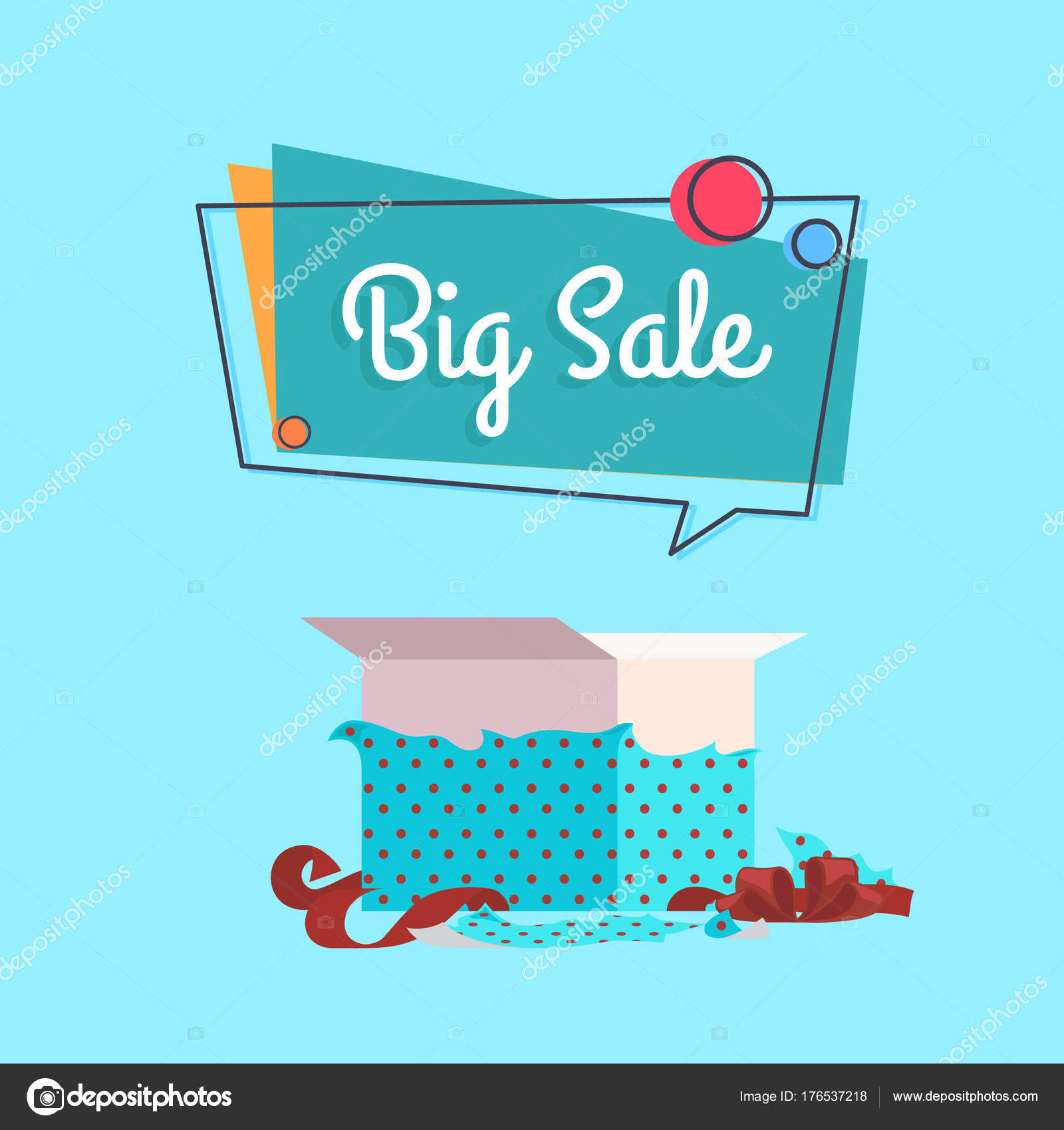 Big Sale Open Gift Box in Dotted Wrapping Paper Stock Vector Image by ...