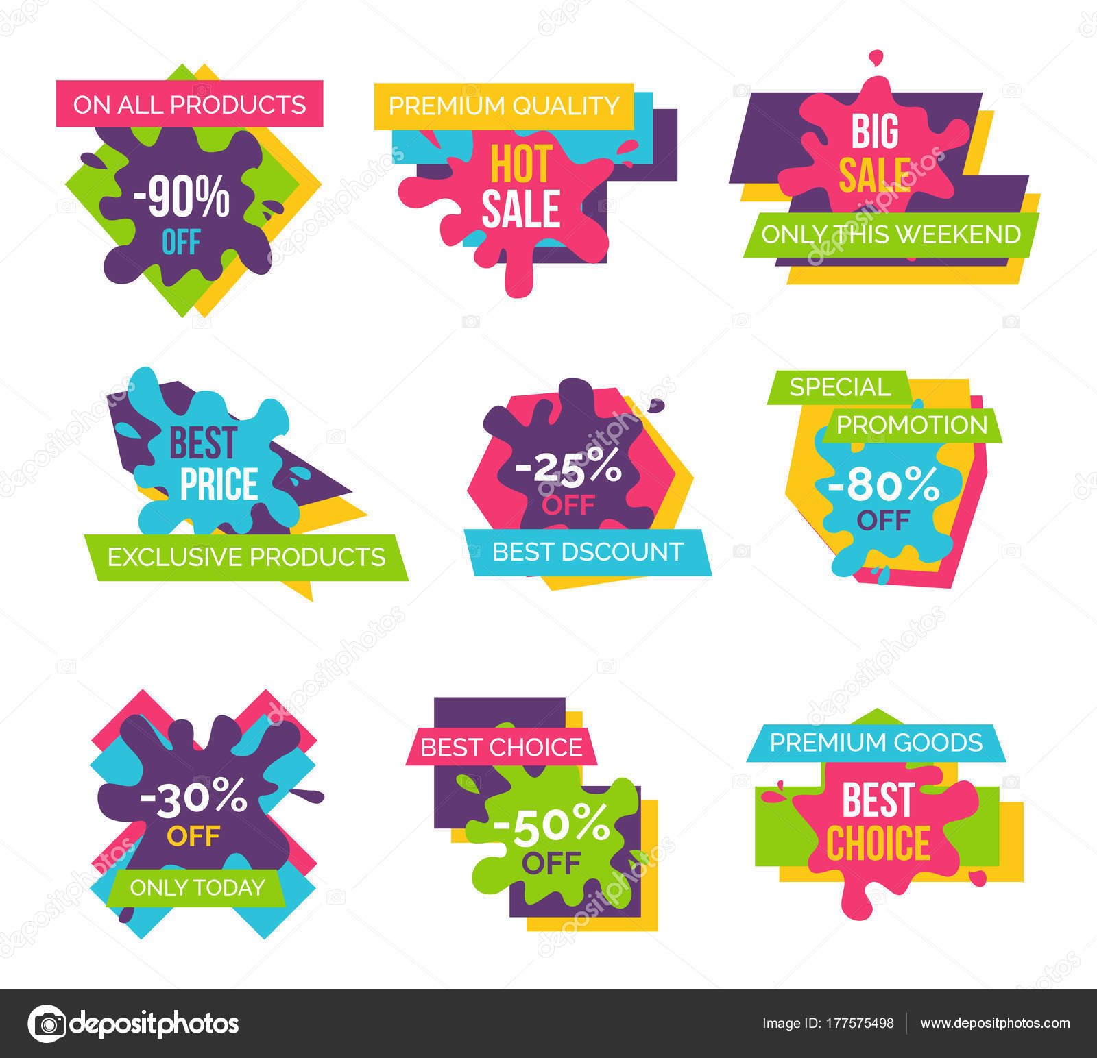 Set Price Labels Total Sale on All Products Icons Stock Vector Image by ...