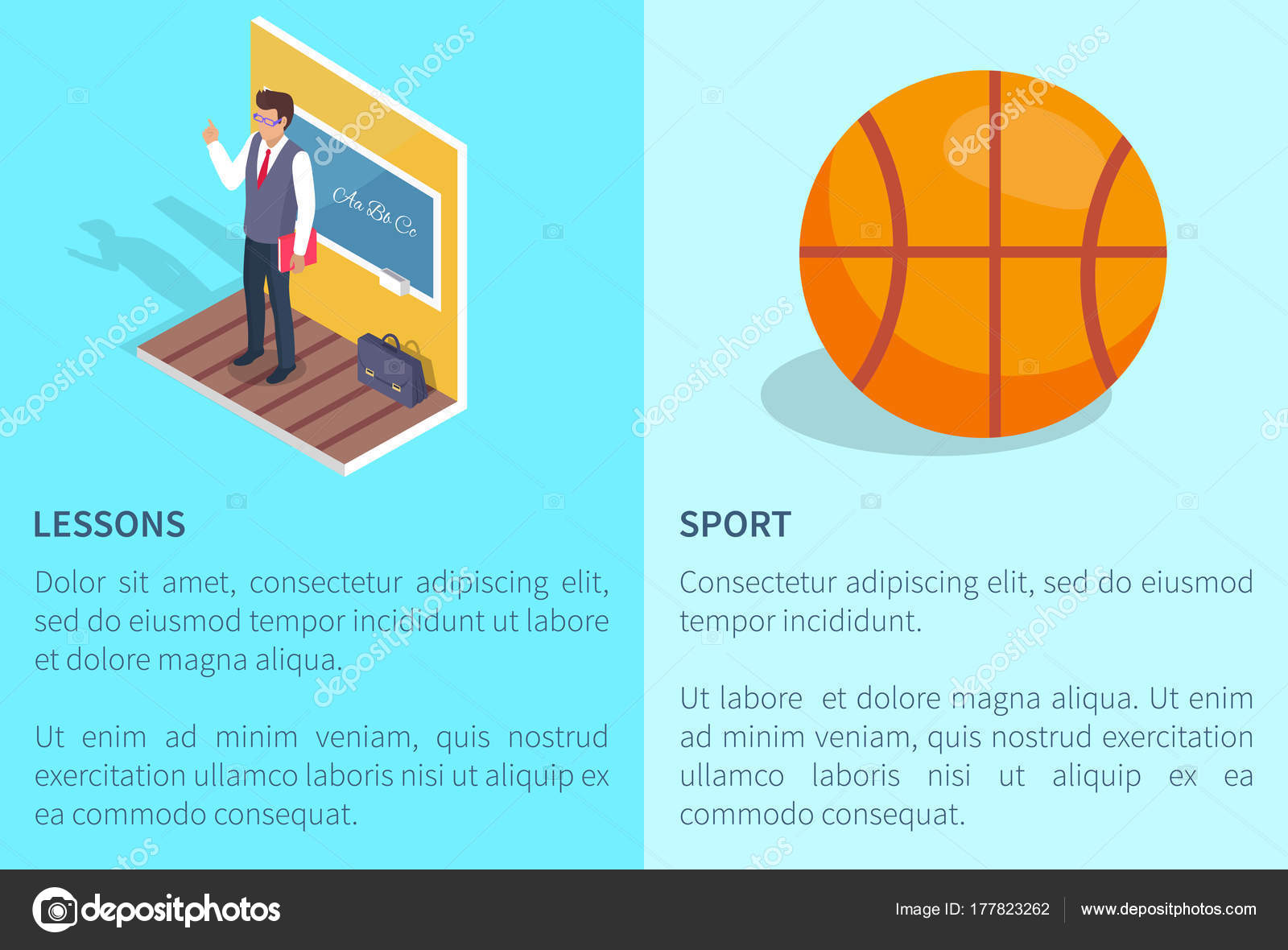Learning and Sport Posters with Teacher Basketball Stock Vector Image ...