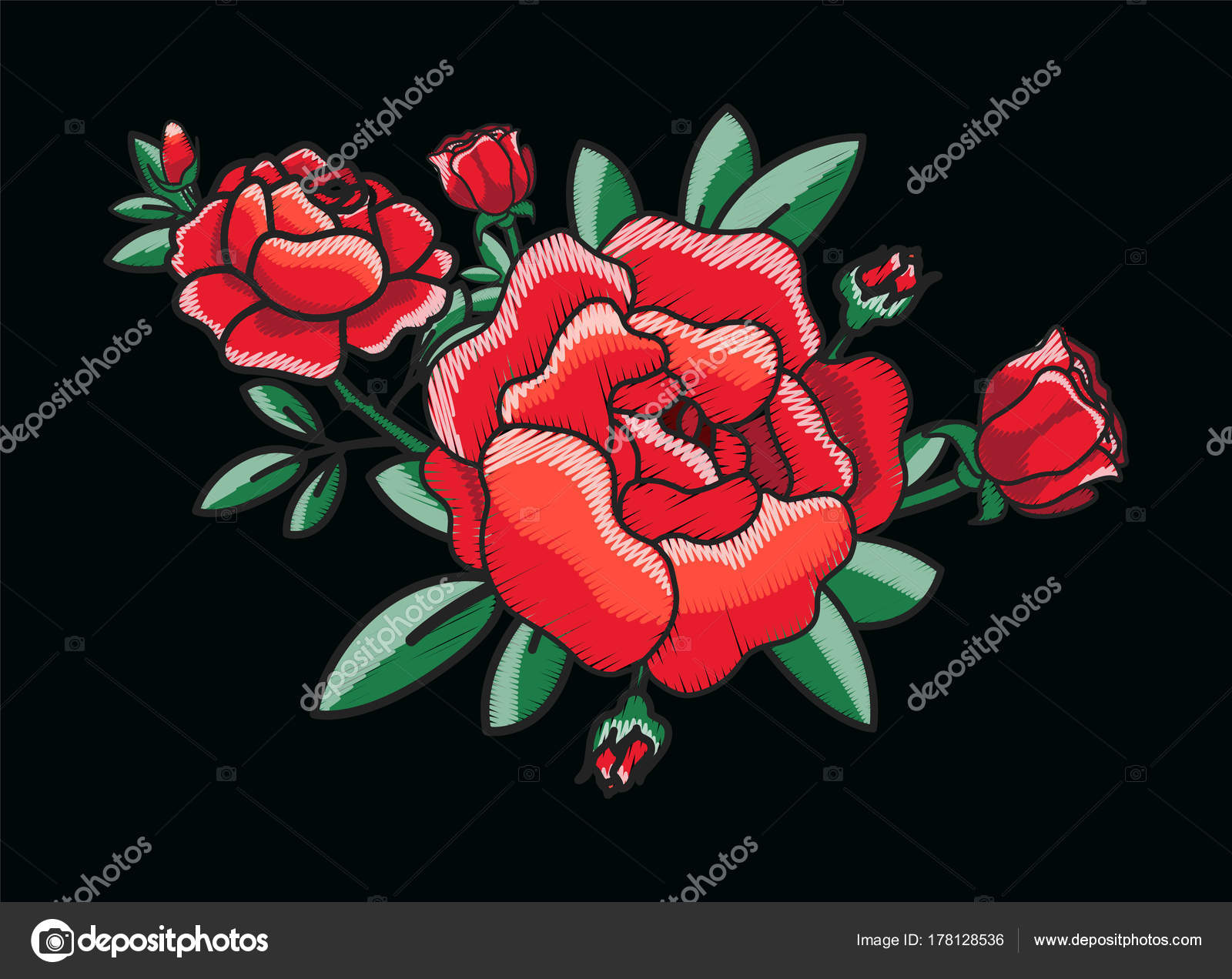Stylized Red Roses Bush on Vector Illustration Stock Vector Image by ...