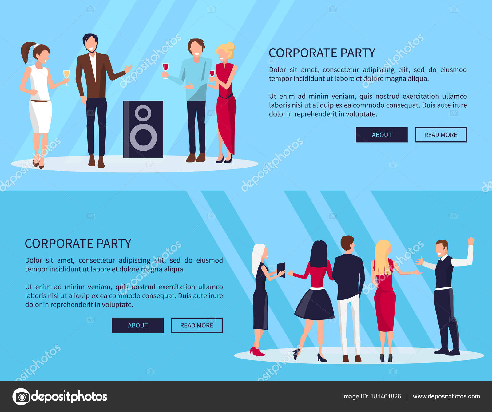 Corporate Party Web Page Vector Illustration Stock Illustration by ...