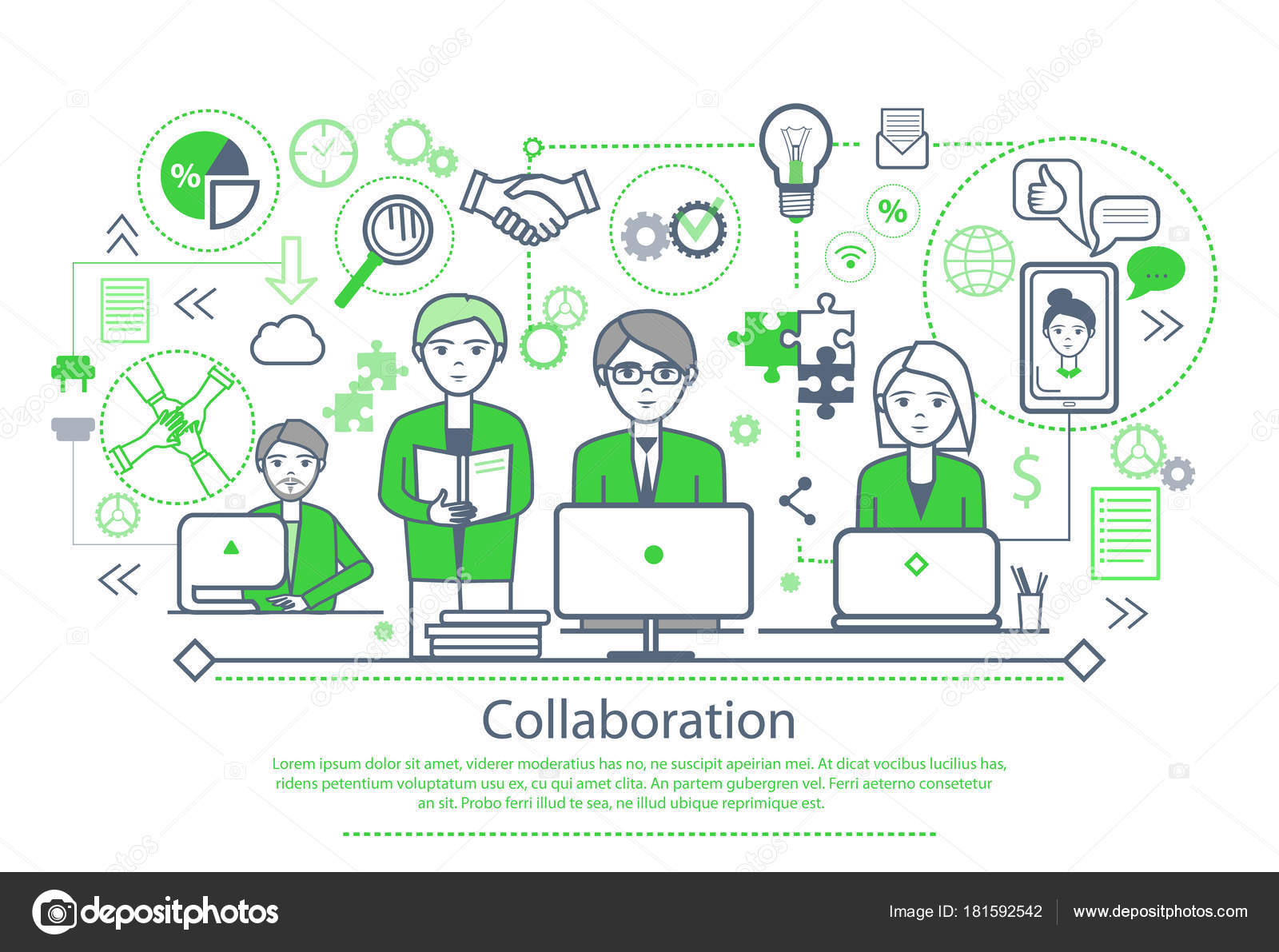 Collaboration Poster With Text Vector Illustration — Stock Vector © Robuart 181592542